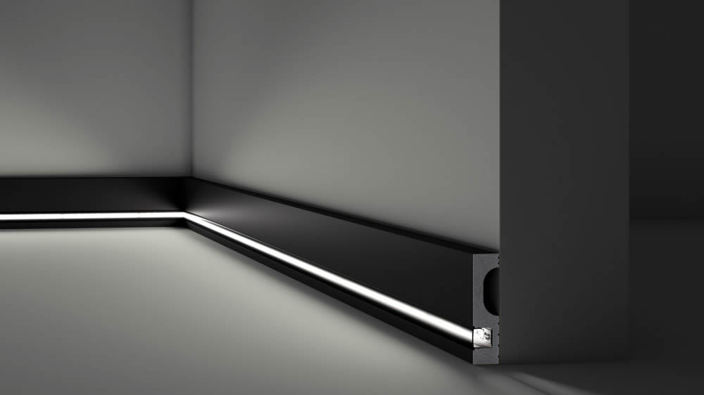 Schwarz lackierte Lichtleiste IL11 Black Noel Marquet Fußleiste NMC